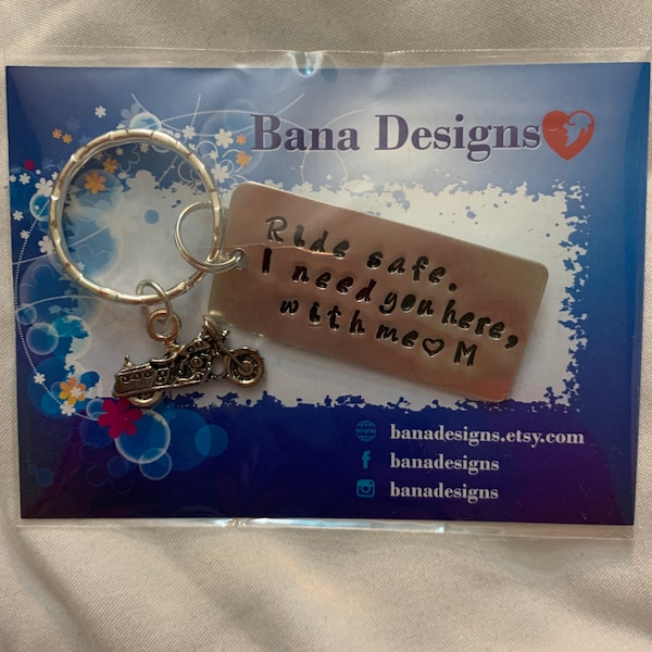 Personalized Keychain, Drive Safe, Ride Safe, Motorcycle Charm ...