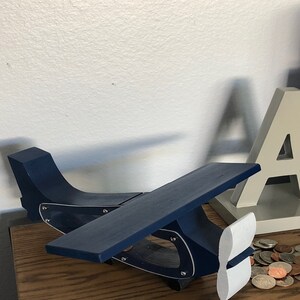 Handmade Wooden Airplane Coin Bank - Etsy