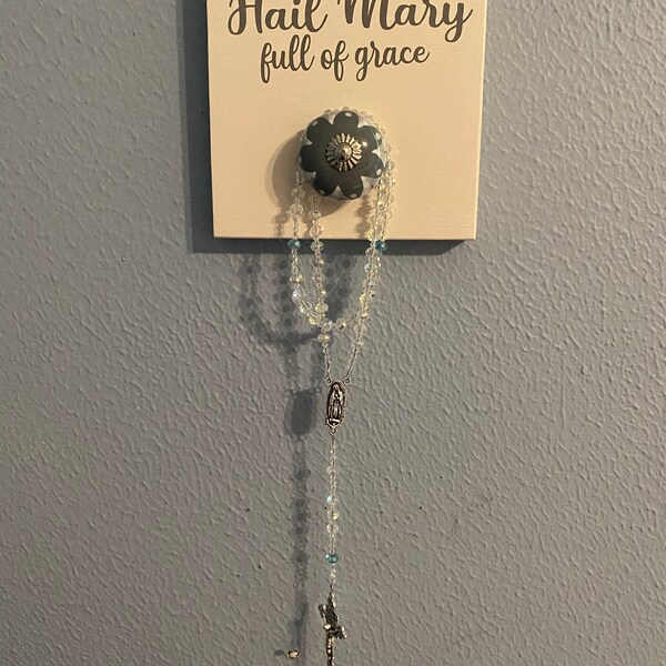 Rosary Wall Hanger - Rosary Wall Holder- Hail Mary- Rosary Display ...