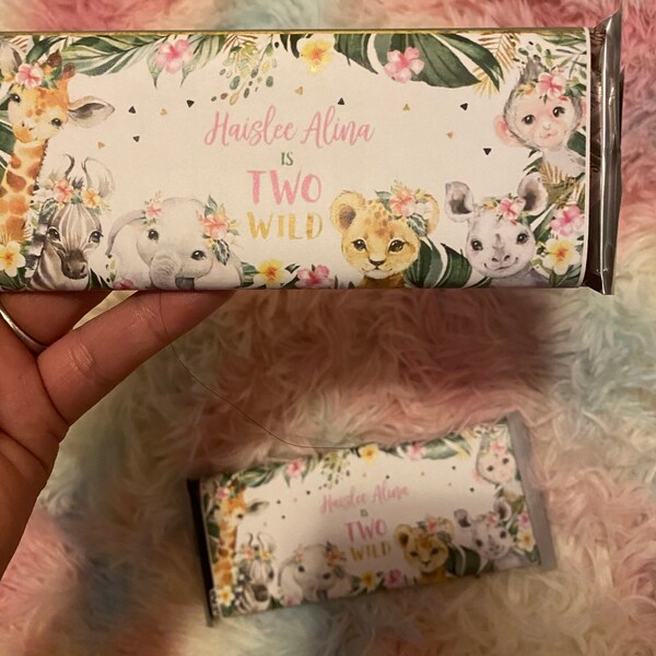 EDITABLE Two Wild Candy Bar Wrappers Jungle Girl 2nd Birthday Party ...