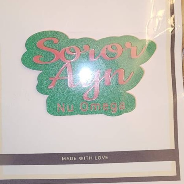 Soror Name Pin, Golden Soror, Soror Name Badge, Pink and Green Lapel ...