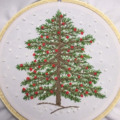 Christmas Tree Hand Embroidery Kit Winter Christmas Embroidery ...