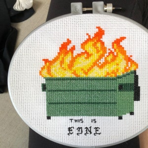 Dumpster Fire Cross Stitch Pattern, Subversive Embroidery, Funny ...