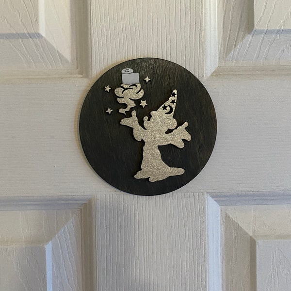 Mickey Wood Bathroom Door Sign | Disney Bathroom Sign | Disney Door ...