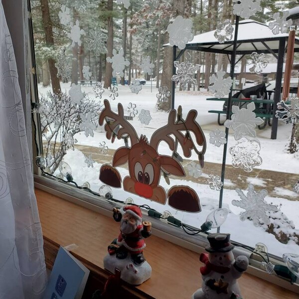 Rudolph Peeking Through the Window Wall and Window Decor Decal - Etsy