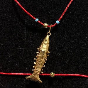 925 Sterling Silver Fish Necklace, Gold Fish Necklace, Red String ...