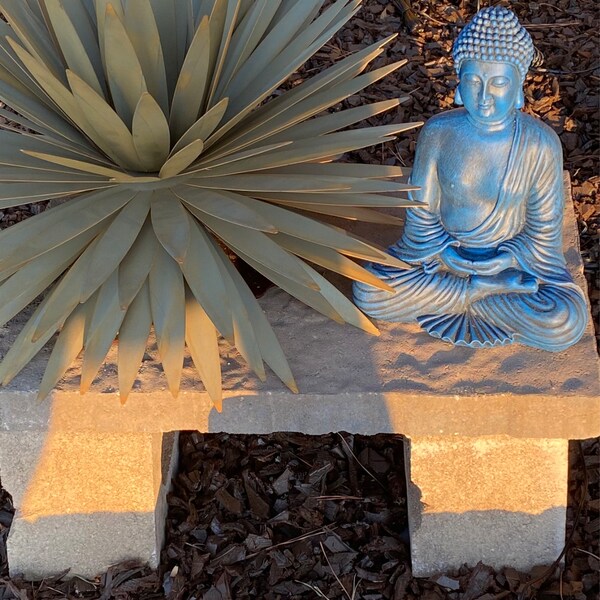 Blue Meditation Buddha Concrete Statue - Healing and Calming - Home ...