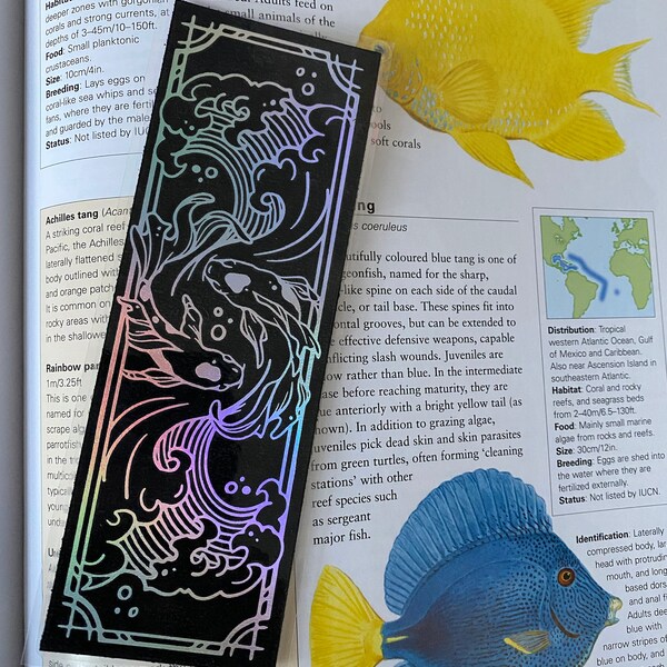Fish Pisces Ying Yang Foil Art Bookmark - Etsy