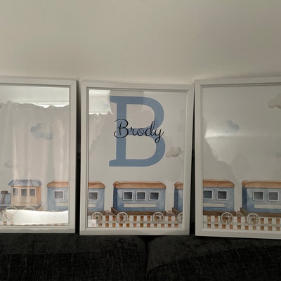 Choo Choo Train Set of 3 Unframed Personalised Name Poster Print ...