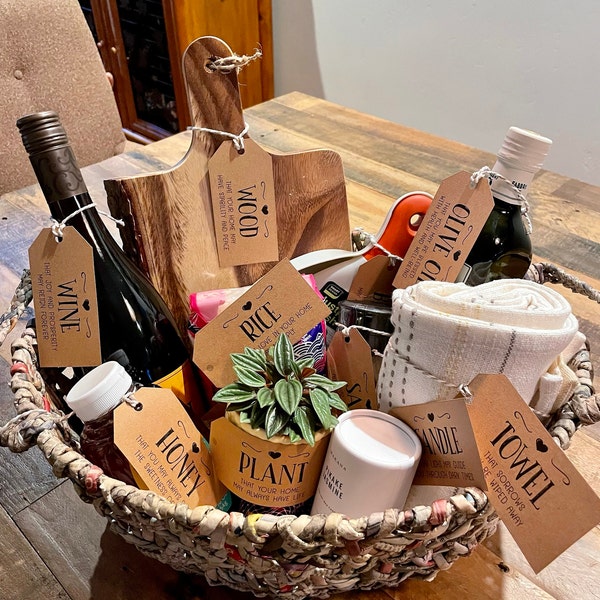 Bread Salt Wine Gift Tags & Card. Housewarming Basket Idea. Instant ...