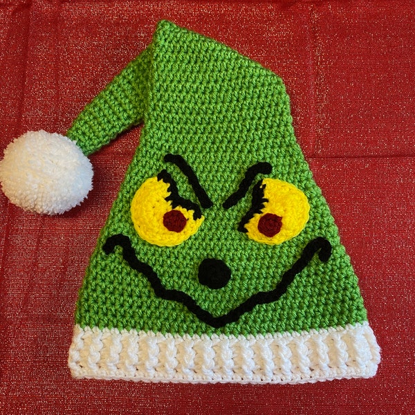EASY CROCHET PATTERN Grinch Inspired Christmas Hat Holiday Elf Hat 8 ...