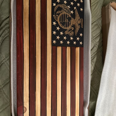 Air Force Wooden Flag, Split USA Flag With Seal, Charred, Patriotic ...