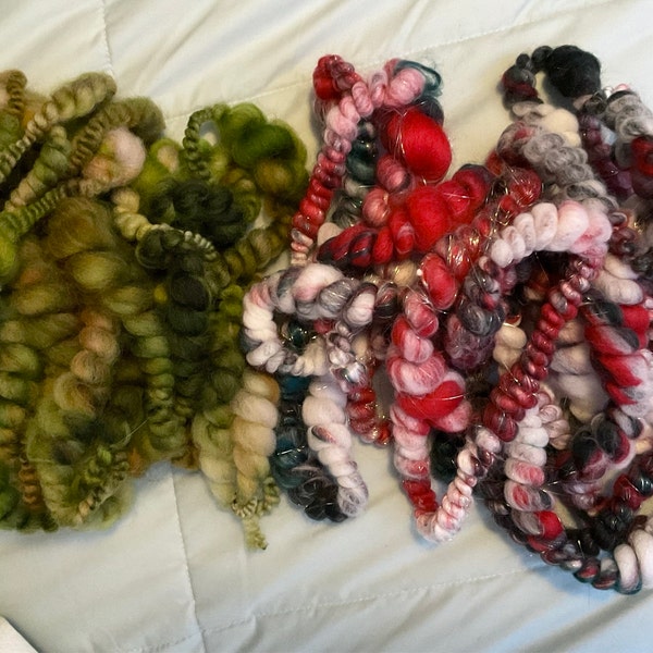 Hand Spun Yarn, Art Yarn, Neon Yarn, Coiled Yarn, Weaving Yarn, Art ...