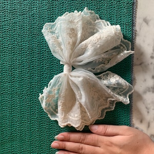 Floral Lace Drape Bow Translucent Mesh Bow Hair Accessory for Woman - Etsy