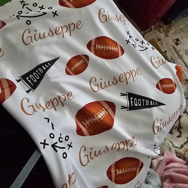 Football Baby Blanket, Name Baby Boy Swaddle Personalized Shower Gift ...