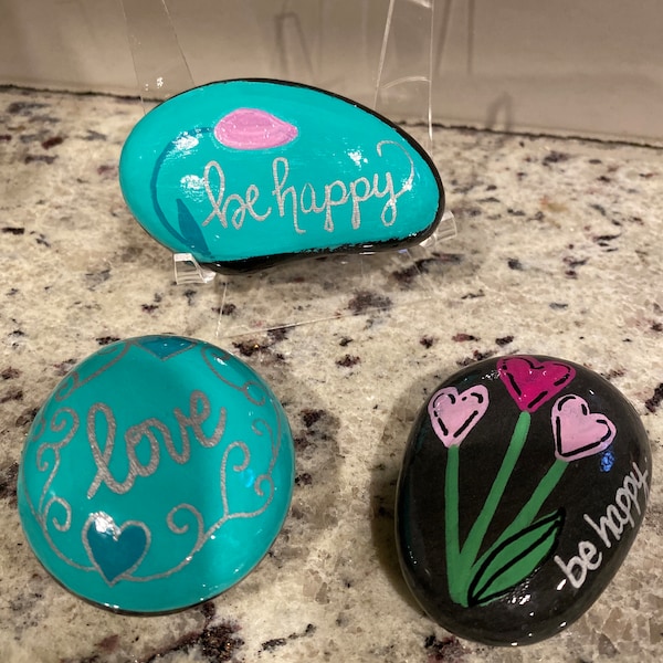 Happy Rocks Set of 3 - Etsy