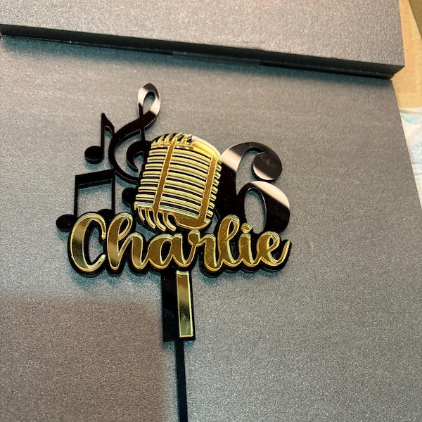 Custom Cake Topper Microphone | Music Cake Topper | Birthday Cake ...