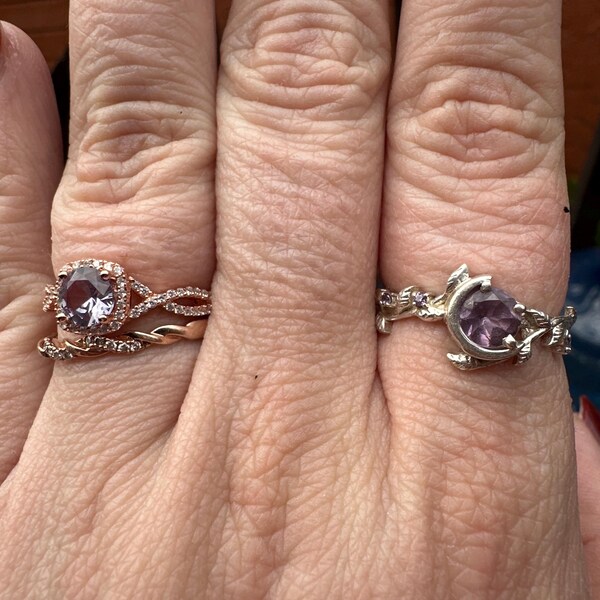 Emerald Cut Sapphire Engagement Ring, Dainty Diamond Bridal Ring ...