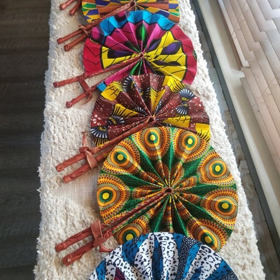 Set of 6 Hand Made African Folding Fans From Ghana Mixed - Etsy