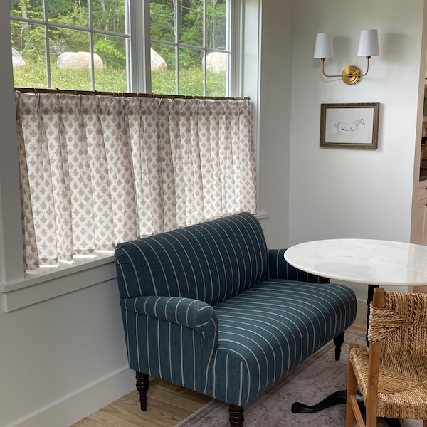 Pleated Block Print Cafe Curtain , Tier Curtains, Kitchen Curtains ...