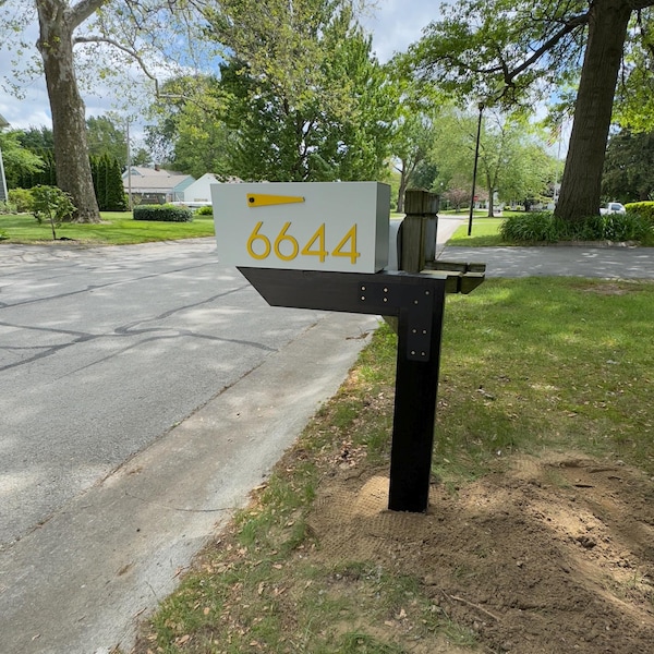Contemporary Post Mounted Mailbox - Aluminum Ivory White Body and ...