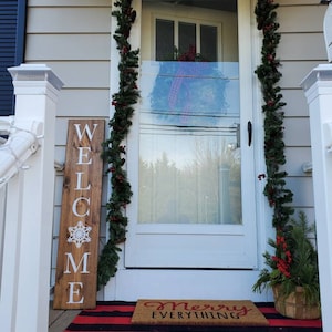 Christmas Welcome Sign Winter Porch Decor Let It Snow Sign Farmhouse ...