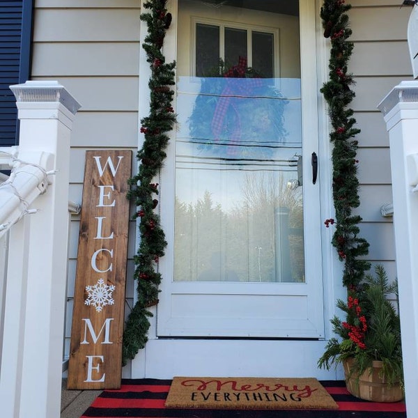 Christmas Welcome Sign - Winter Porch Decor - Let It Snow Sign ...