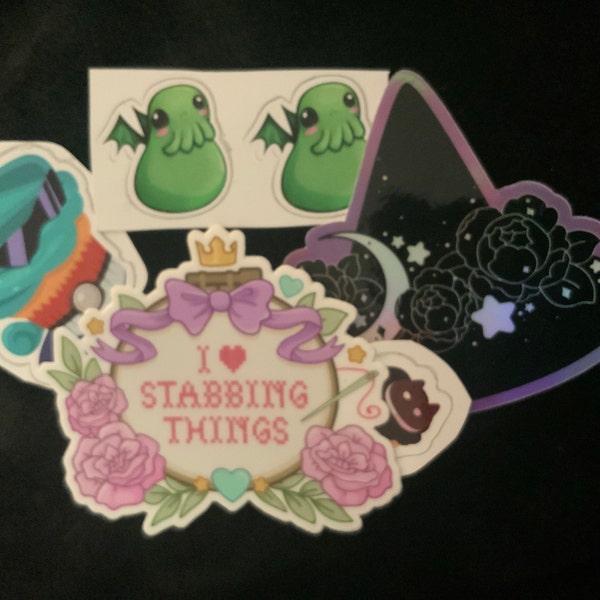 I Heart Stabbing Things - Cross Stitch Waterproof Vinyl Sticker - Etsy