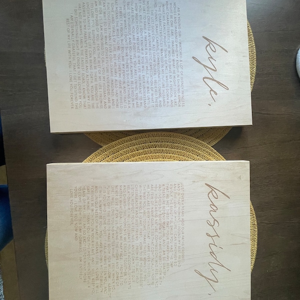 Wood Wedding Vows Set of TWO Custom Wall Hangings • Modern Vows Art ...