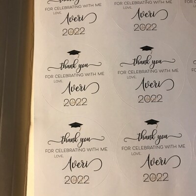 Graduation Thank You Sticker, Graduation Party Favor Sticker, Class of ...