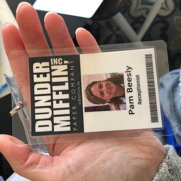 The Office Dunder Mifflin ID Badge Jim Halpert, Pam Halpert, Dwight ...