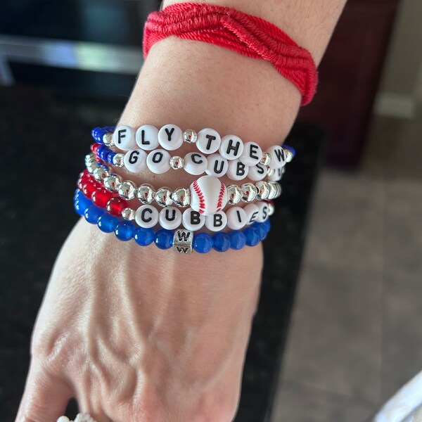 Stack of 3 or More, Chicago Cubs Baseball Bracelet, MLB Spirit Stack ...
