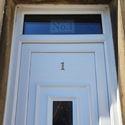 Traditional Rectangular Double Border House Number Decal Etched Glass ...