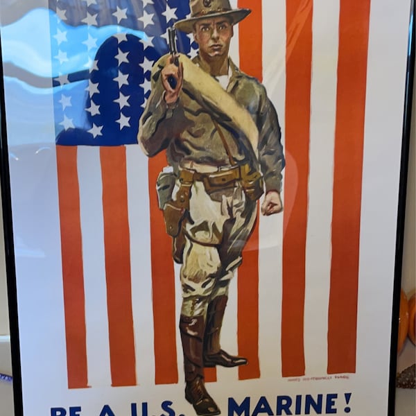 Be a US Marine! Poster, WW1 1918 US Marine Recruiting Poster, WW1 ...