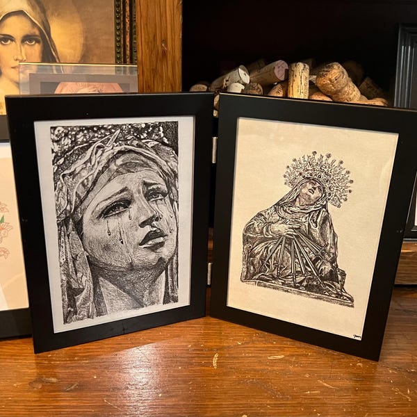 Blessed Virgin Mary Sketch - Etsy