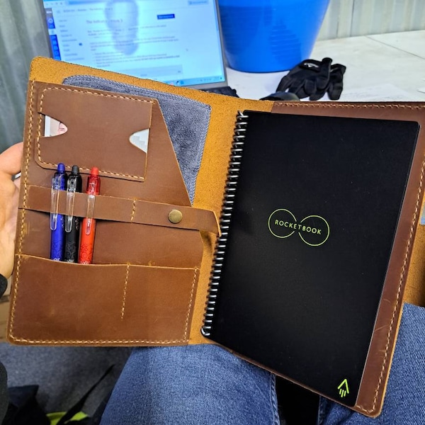 Personalized Leather Cover for Rocketbook Everlast Notebook, Fit for ...
