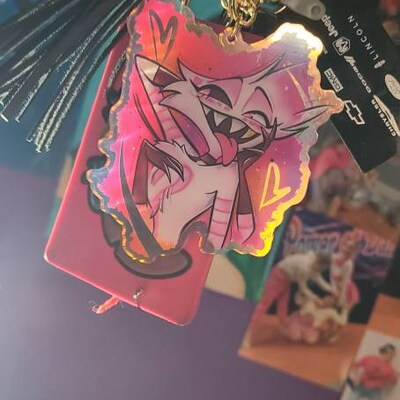 Alastor stayed Gone Hazbin Hotel hollographic Keychain - Etsy
