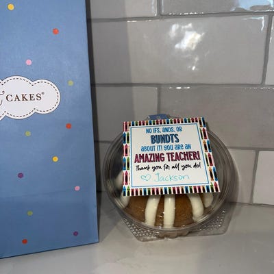 Teacher Appreciation Gift Tag, Teacher Bundt Cake Gift Tag, Bundt Cake ...