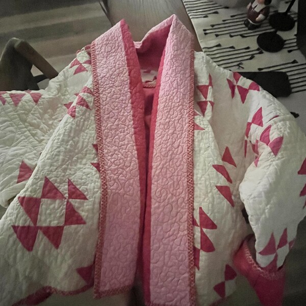 Reversible Quilted Jacket Made From an Antique, Hand Stitched Patchwork ...