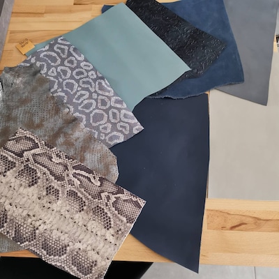 Mix HAIR on LEATHER Hide Scraps, Mix of Different Colors / Textures, 10 ...