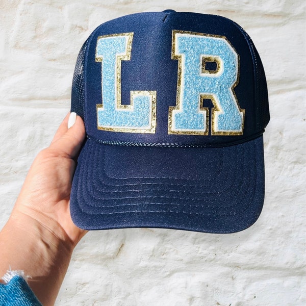NEW Navy 3.12" Chenille Letters, Gold Glitter, Varsity Letter Iron on ...