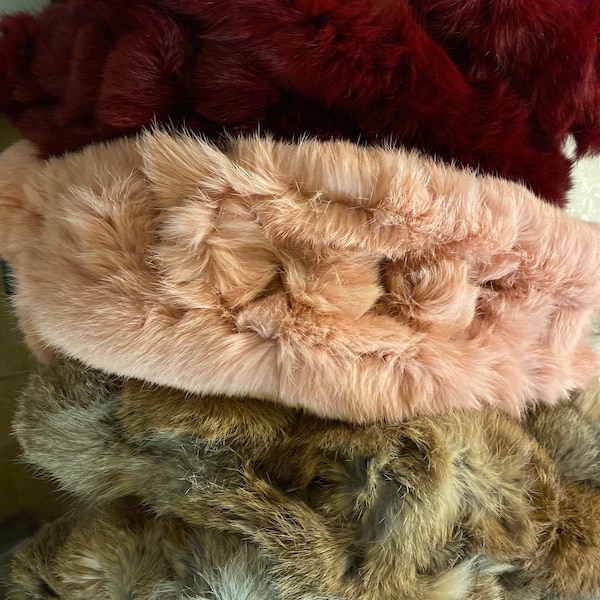 Real Rabbit Fur Scarf 100% Natural Rabbit Fur for Winter Warm and Soft ...