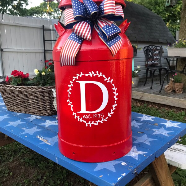 Milk Can Decal, Vinyl Decal Only- Farmhouse Decor, Monogram Decal ...
