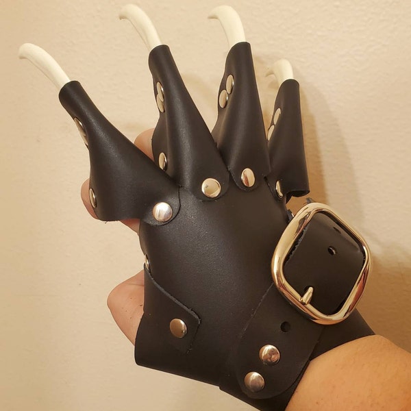 Black Leather Dragon Claws Gauntlets With White Claws - Etsy