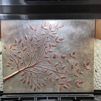 Copper Kitchen Backsplash Tile Mural, Kitchen Says Large Rectangular ...