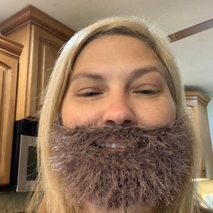 Fuzzy Beard in WHITE Hand Crochet, Beard and Mustache Only Use With Any ...