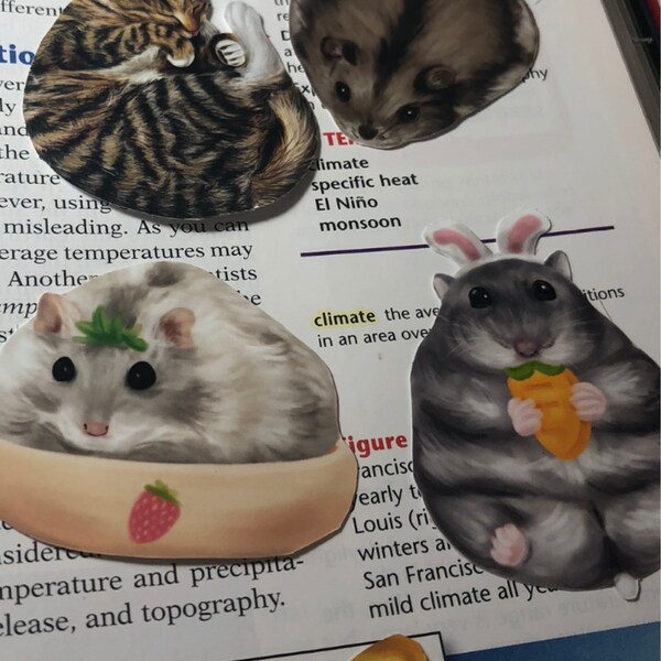 Realistic Hamster Illustration Stickers, Cute Waterproof Hamster ...