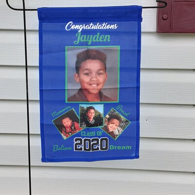 Graduation Garden Flags, 4 Photo Class of 2020 Flag, Congratulations ...