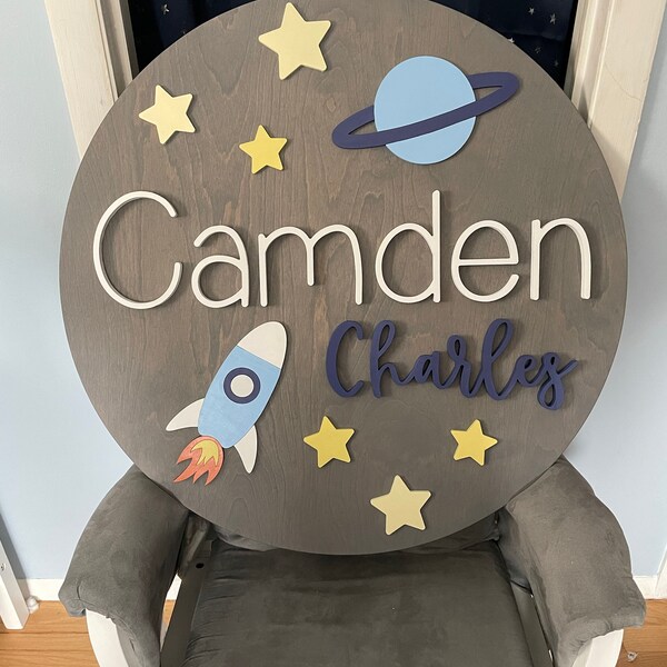 Space Name Sign, Space Theme, 3D Nursery Sign, Outer Space Theme ...