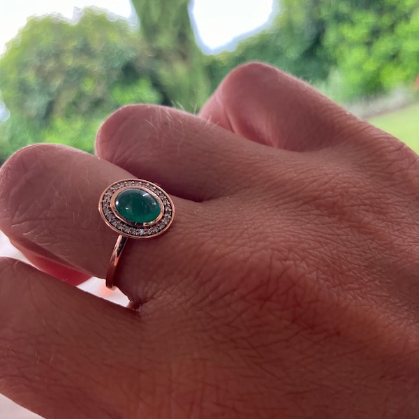 3.21ct 14K Dark Green Oval Emerald Solitaire Ring, Oval Cut Emerald ...